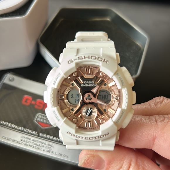 Casio | Accessories | G Shock Light Cream Band With A Rose Gold Face ...